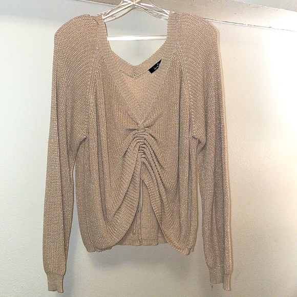 Love Tree | Sweaters | Nude Drawstring Tie Front Sweater | Poshmark